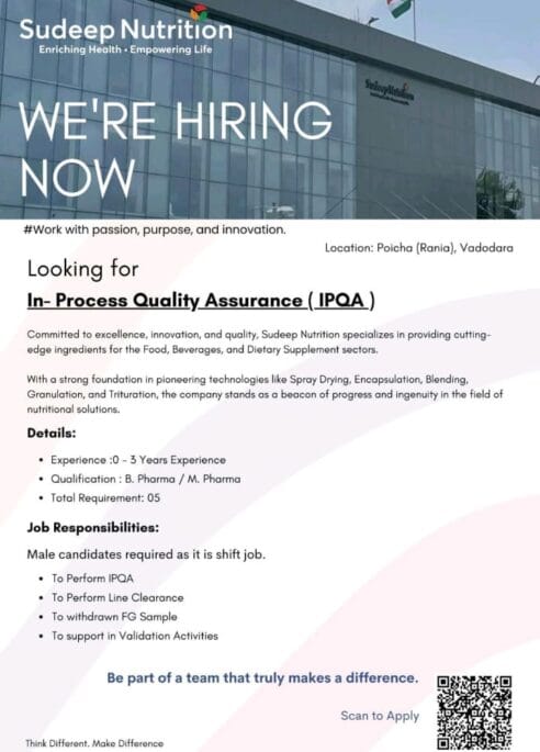 Sudeep Nutrition Hiring Quality Assurance (IPQA) Sudeep Nutrition Hiring Quality Assurance (IPQA)