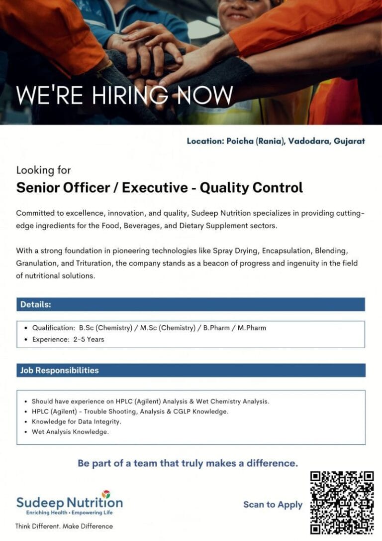 Sudeep Nutrition Hiring Quality Control Sudeep Nutrition Hiring Quality Control